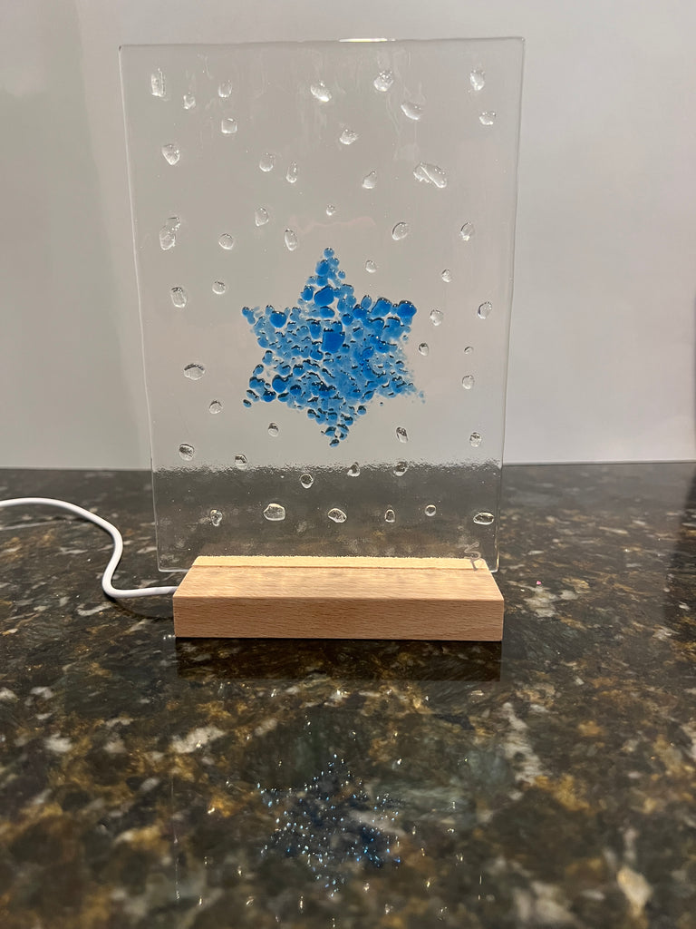 Star of David Frit Star Panel with LED Light Bar – Gazing Through Glass